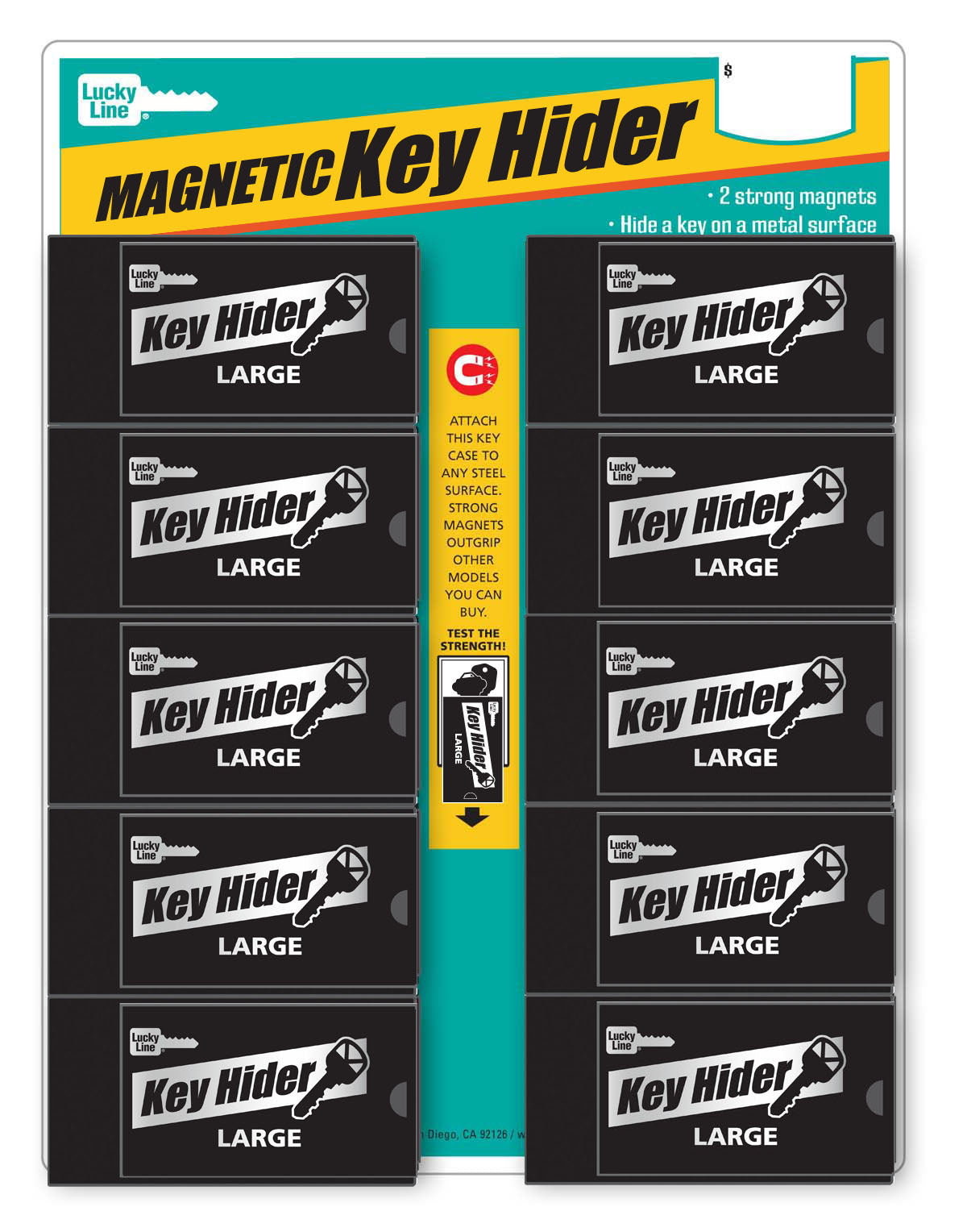 Large Magnetic Key Hider Display (10/Cd) -Lucky Line – Lockpicks.com