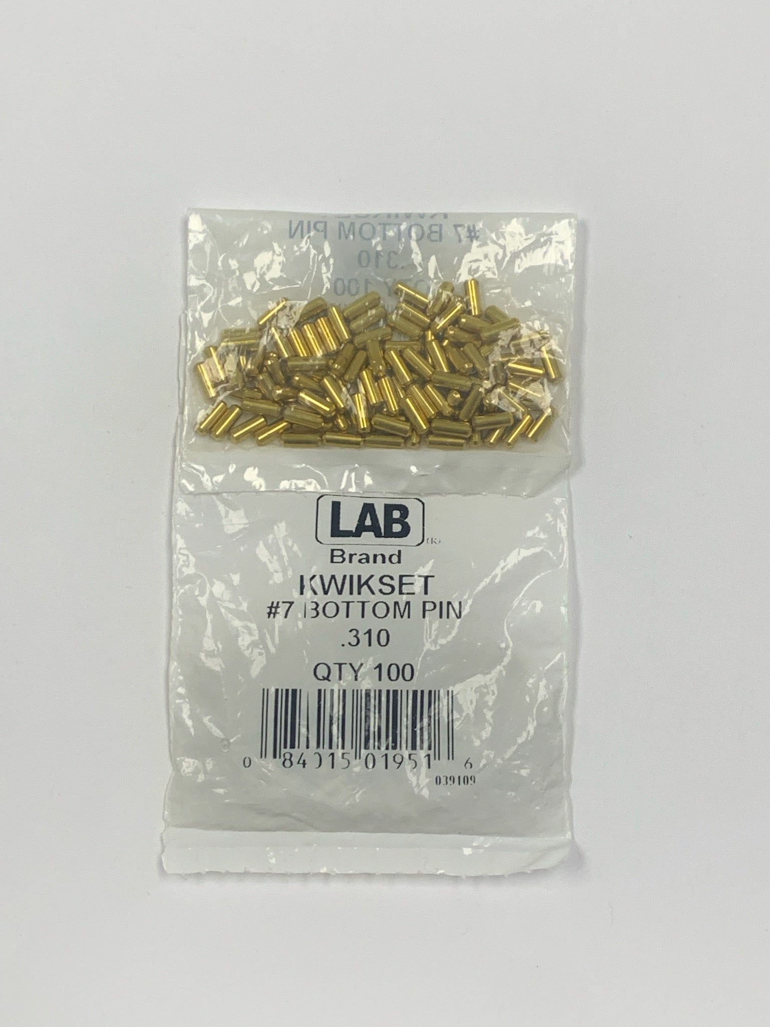 # 7 Kwikset Bottom Pin .310 (100) - LAB | Lockpicks.com