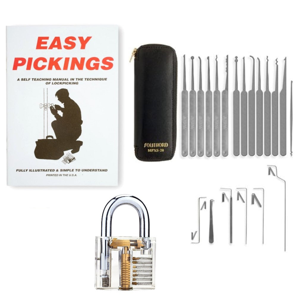 20 Piece Pick Set & Clear Practice Padlock Set | Premium Quality ...