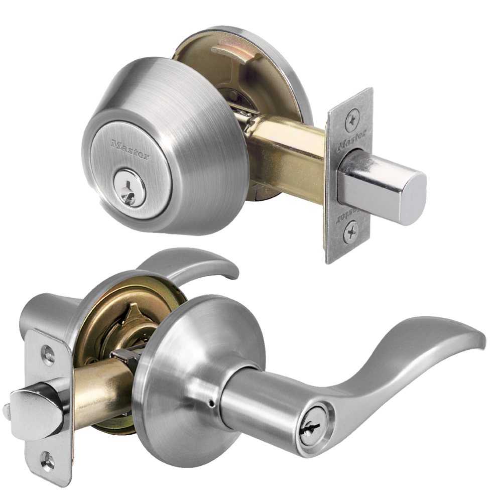 Wave Style Lever Entry Door Lock with Single Cylinder Deadbolt Combo P ...